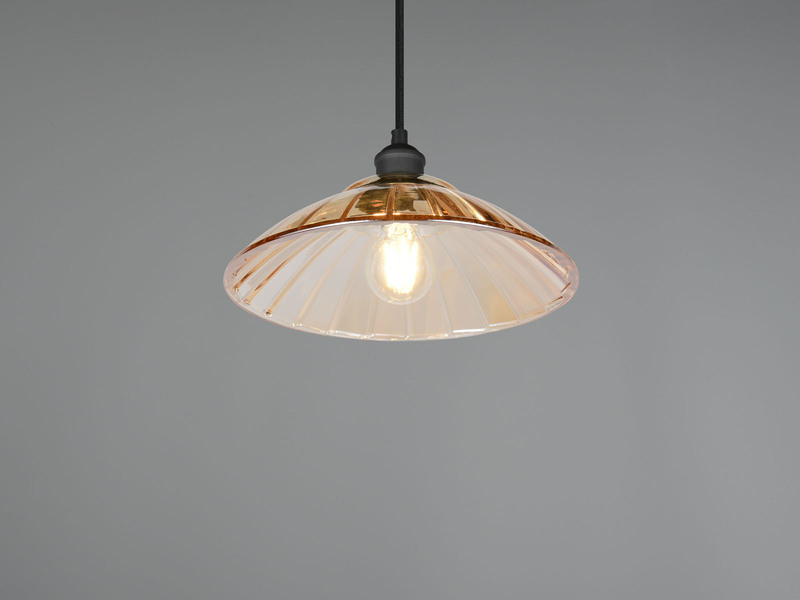 LED Hängelampe 1-flammig, Schwarz mit Glasschirm